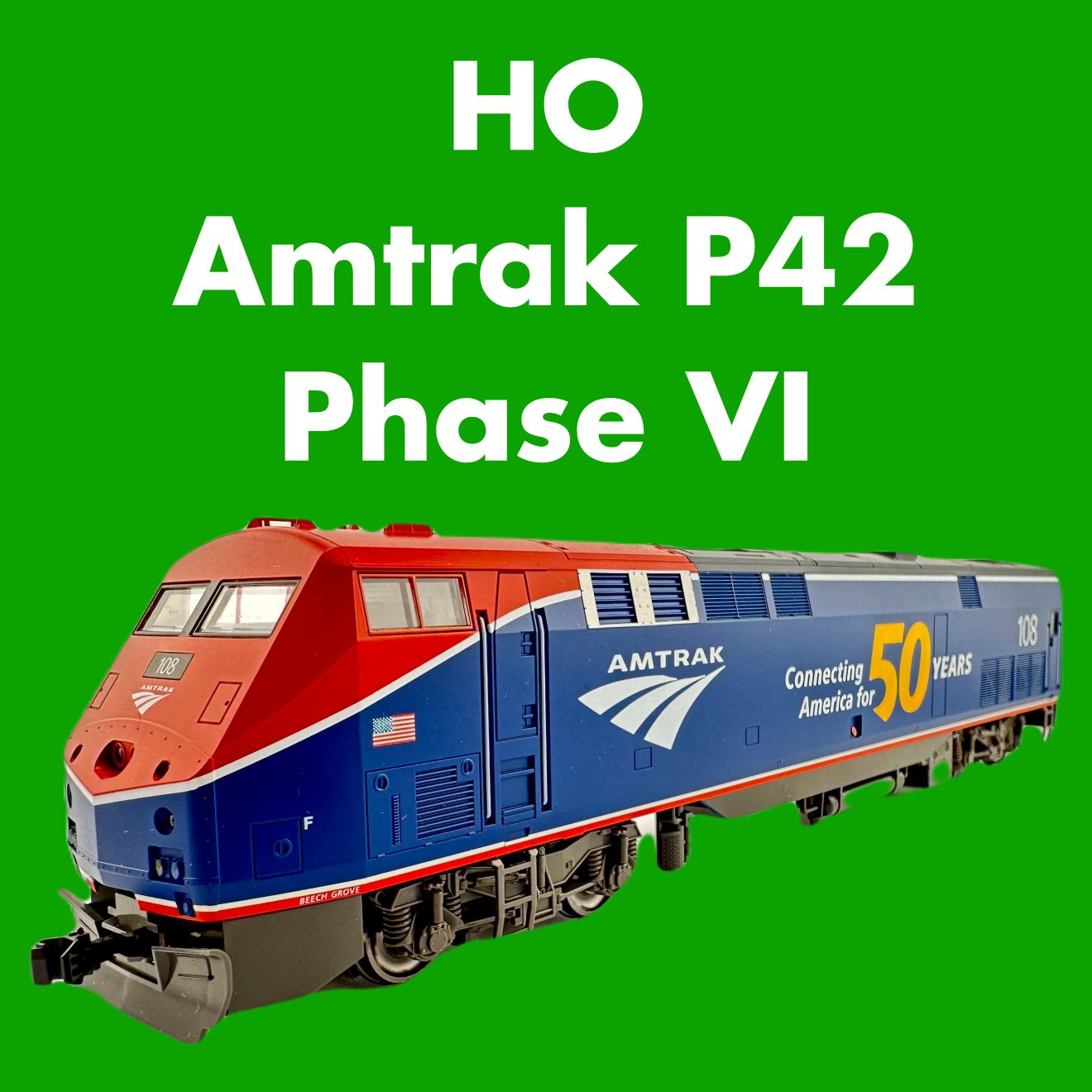 HO P42 Amtrak® Phase VI #108 w/ 50th Anniversary Logo – Kato USA Online ...